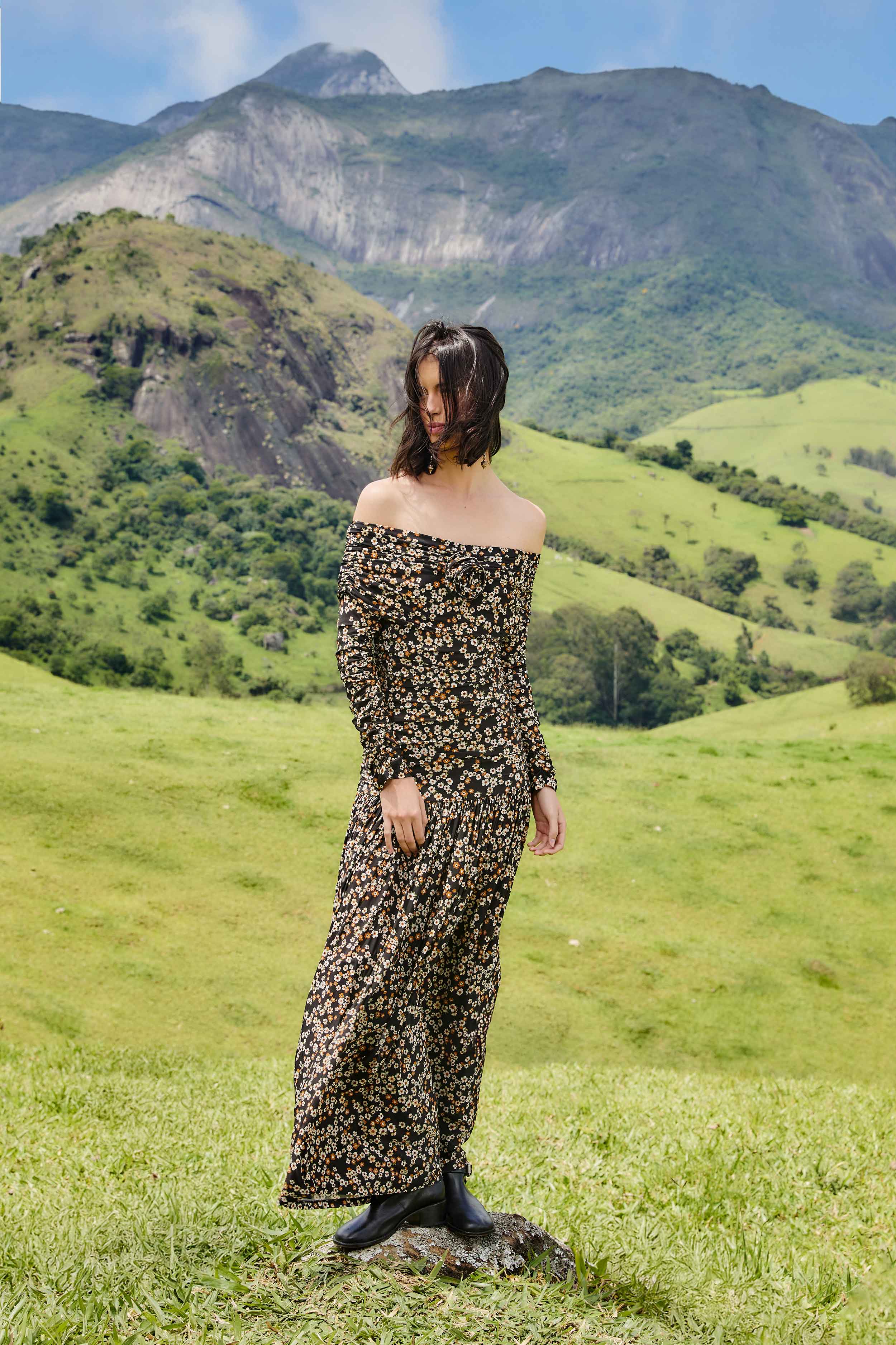 FARM RIO Floral Off-Shoulder Maxi Dress